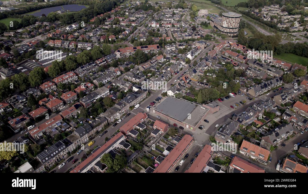 Dutch landscape aerial countryside suburb small town residential ...