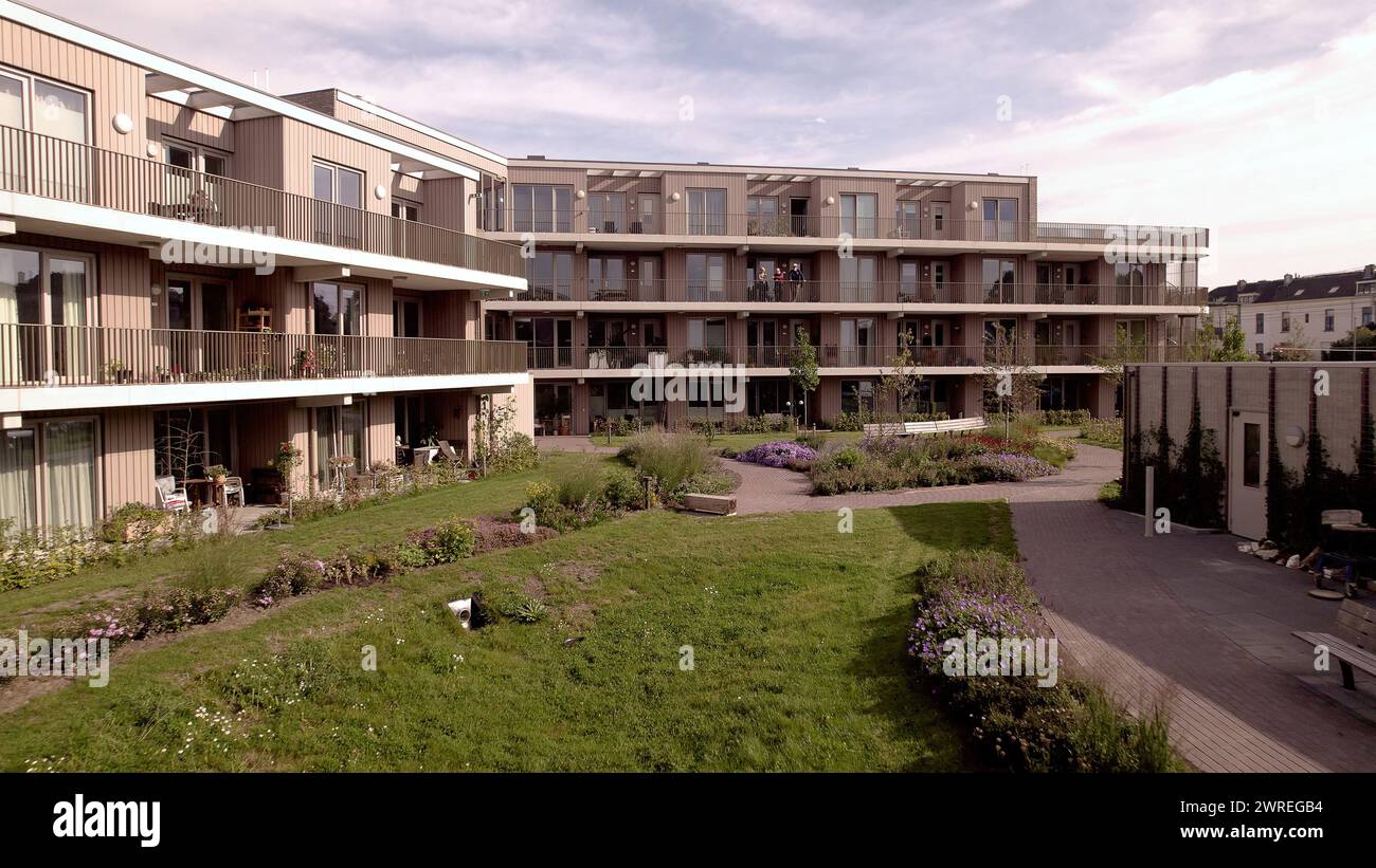 Dutch landscape aerial countryside suburb small town residential ...