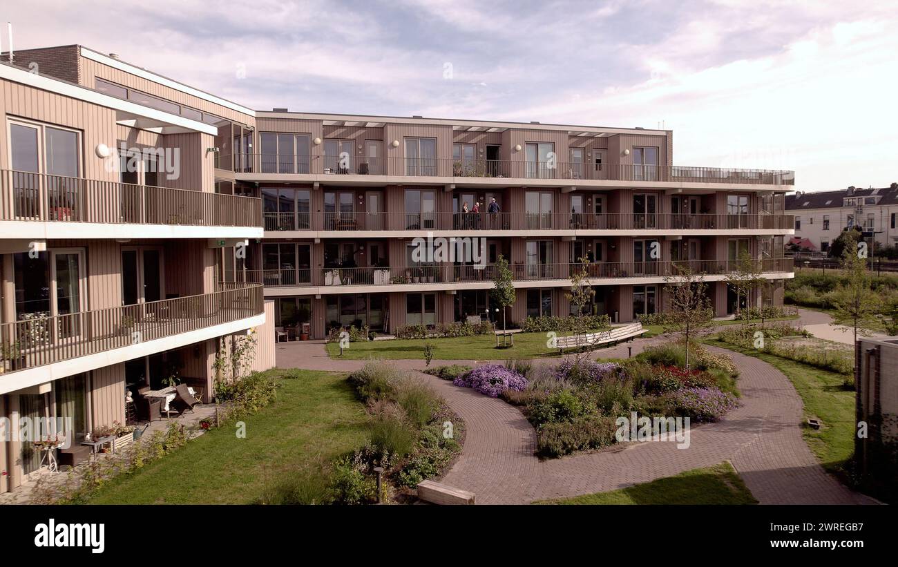 Dutch landscape aerial countryside suburb small town residential ...