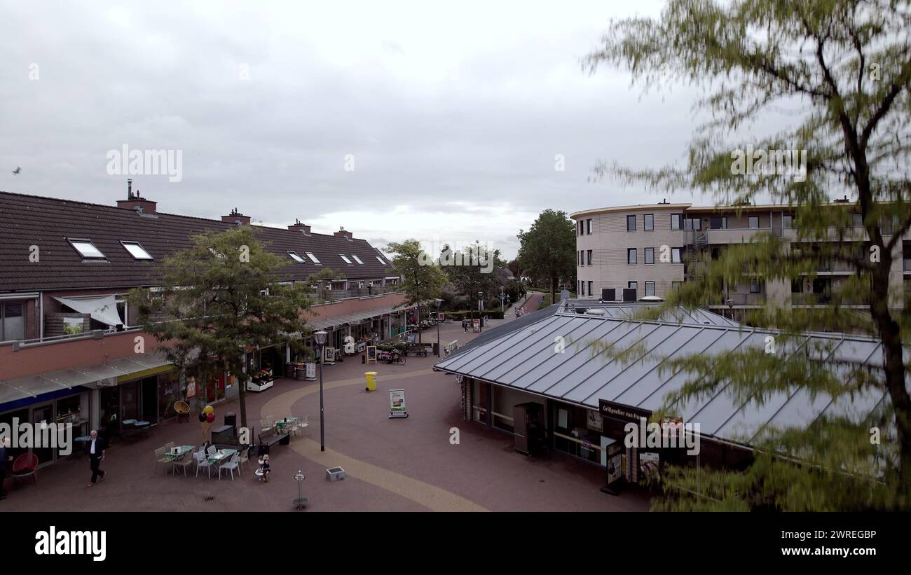 Dutch landscape aerial countryside suburb small town residential ...