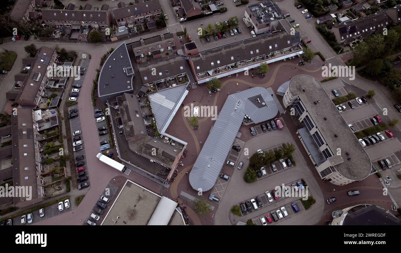 Dutch landscape aerial countryside suburb small town residential ...