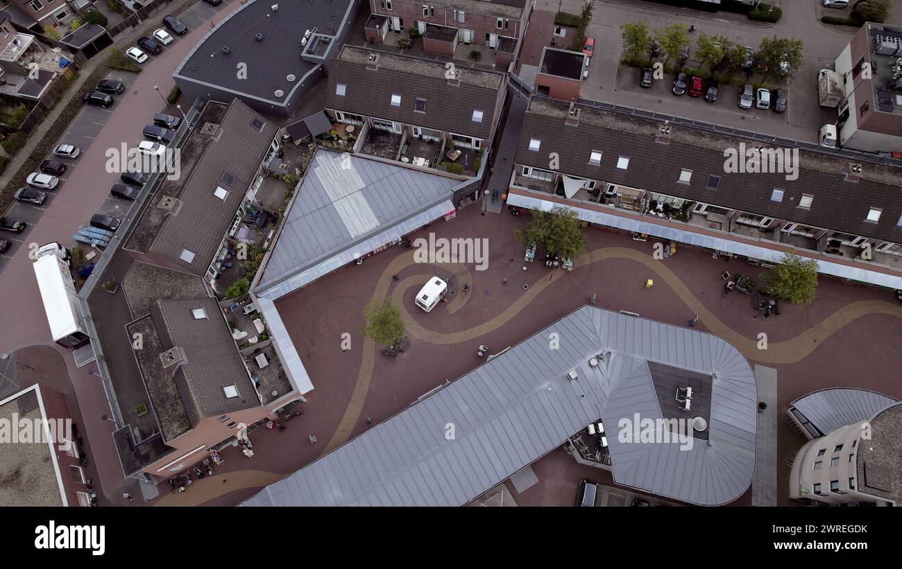 Dutch landscape aerial countryside suburb small town residential ...