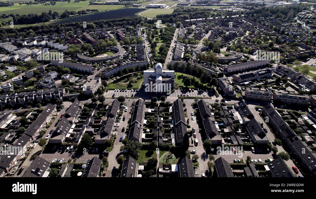 Dutch landscape aerial countryside suburb small town residential ...