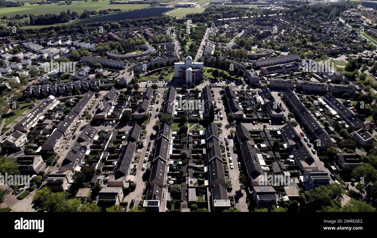 Dutch landscape aerial countryside suburb small town residential ...