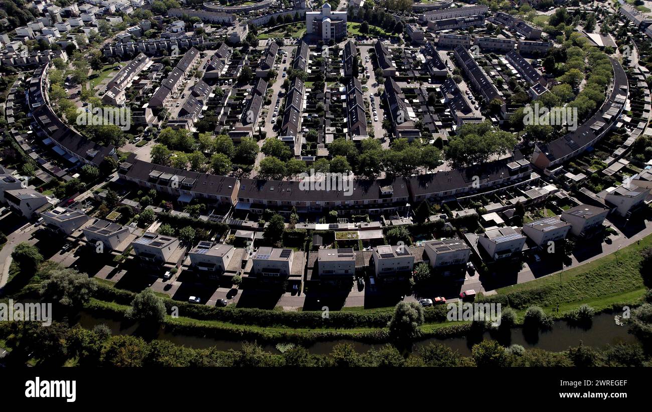 Dutch landscape aerial countryside suburb small town residential ...
