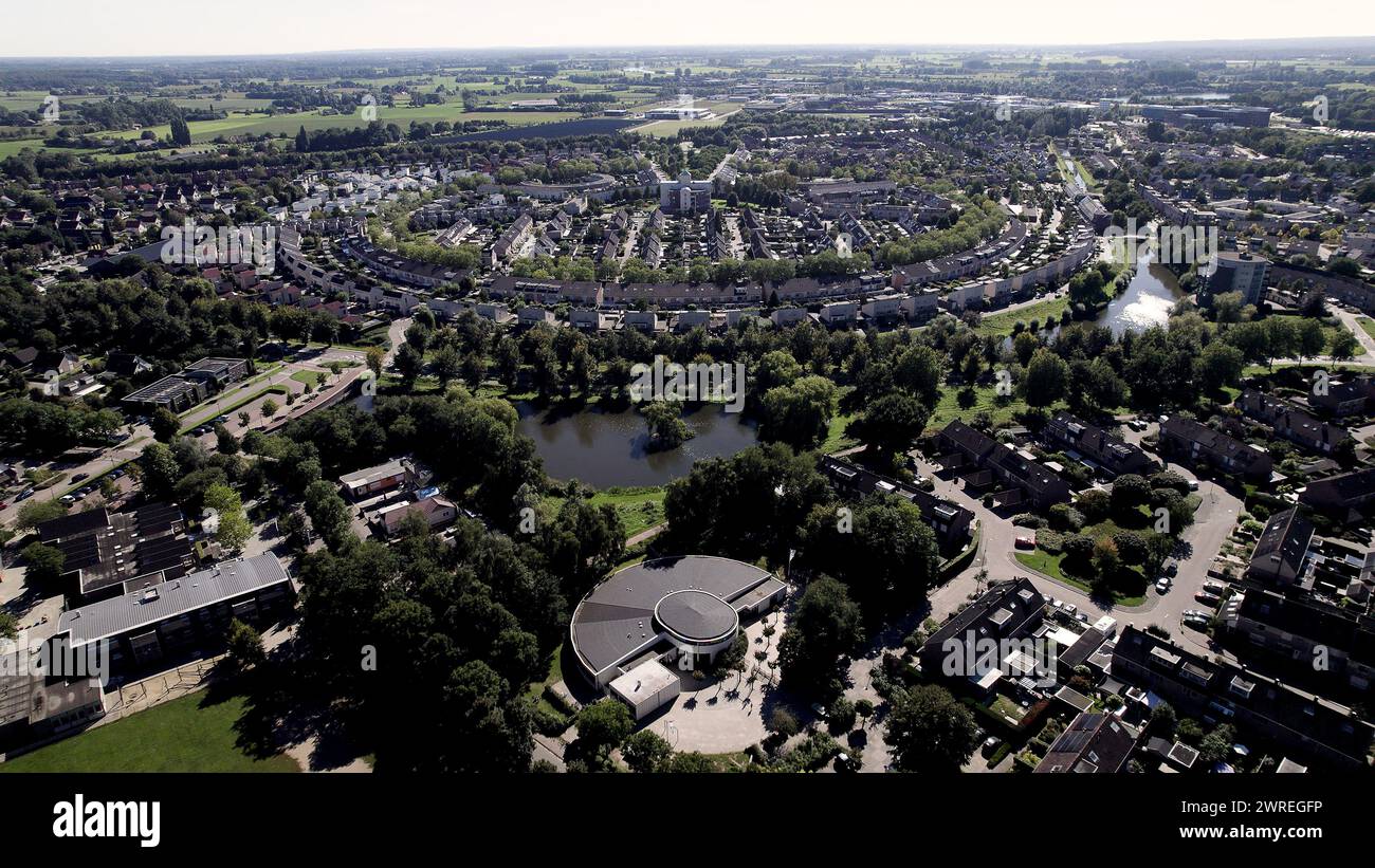 Dutch landscape aerial countryside suburb small town residential ...
