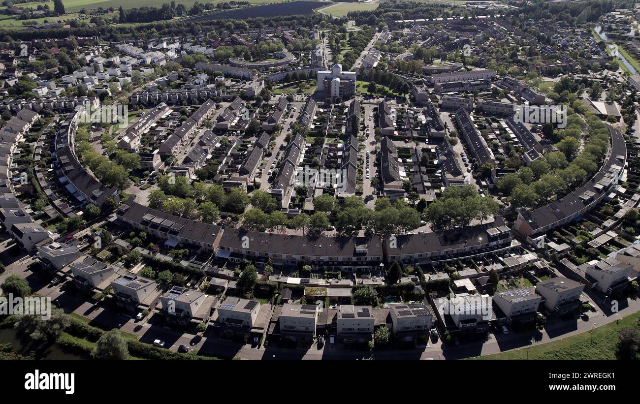 Dutch landscape aerial countryside suburb small town residential ...