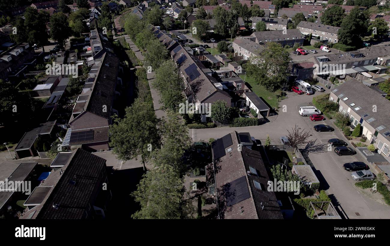Dutch landscape aerial countryside suburb small town residential ...