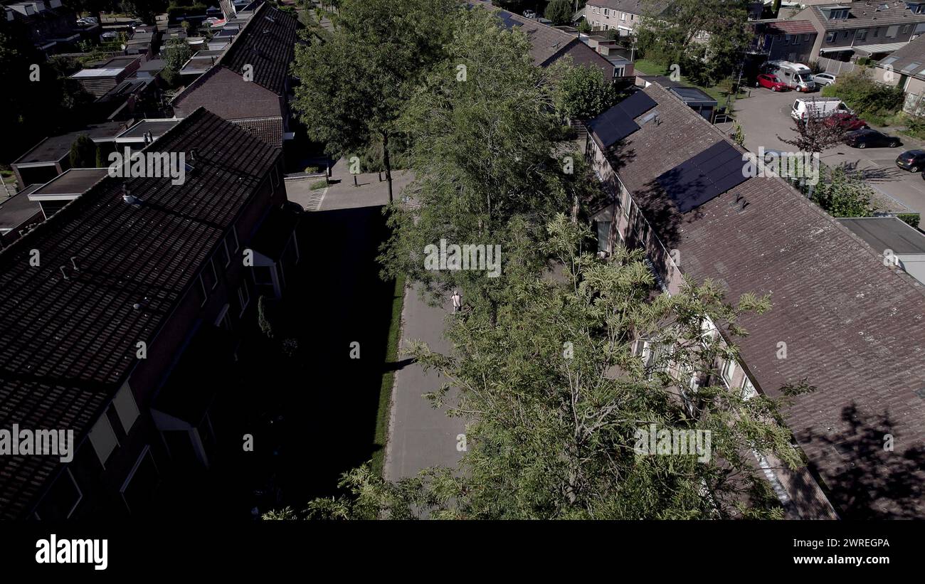Dutch landscape aerial countryside suburb small town residential ...