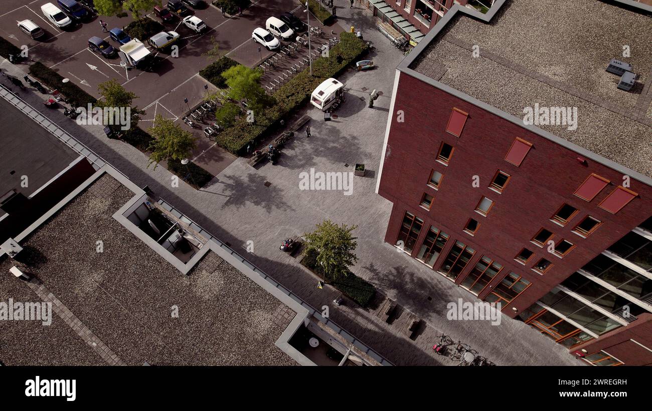 Dutch landscape aerial countryside suburb small town residential ...