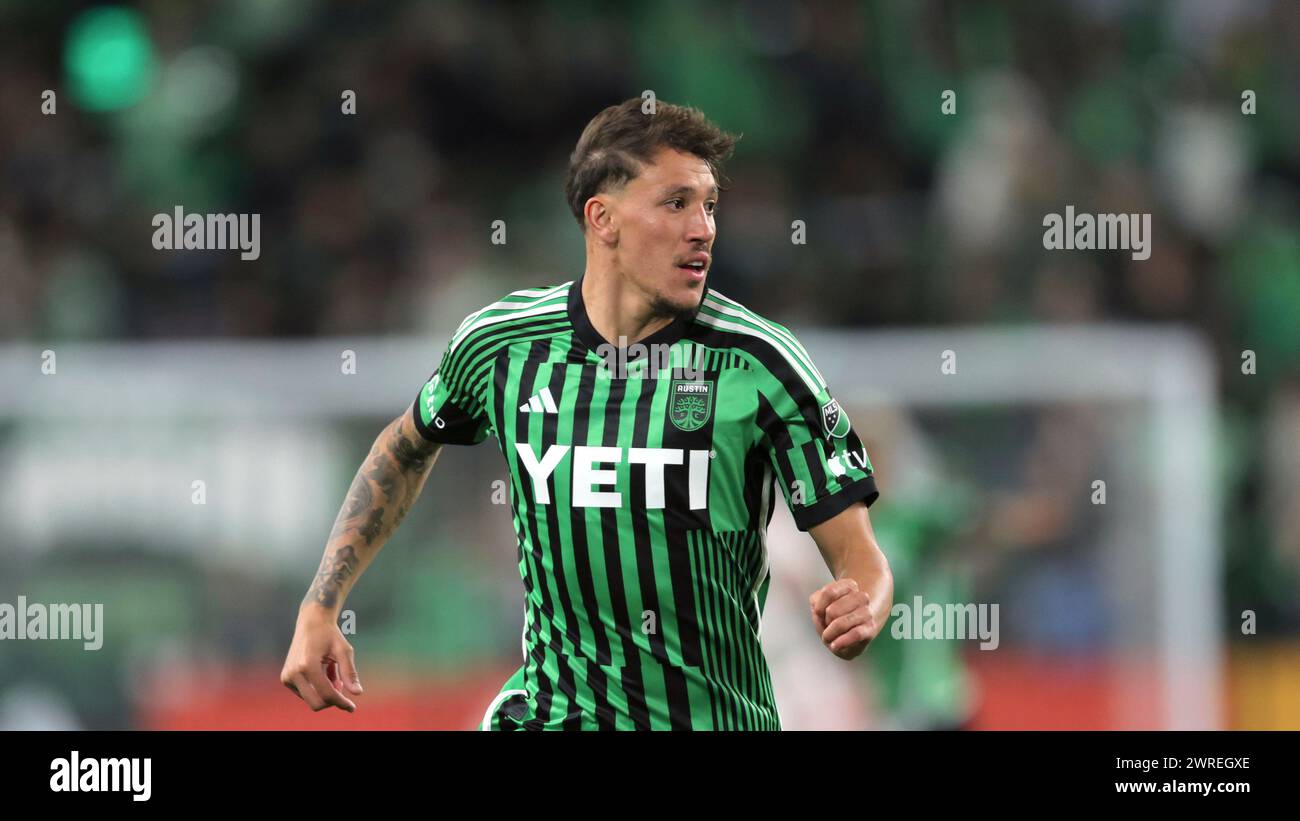 Austin FC defender Guilherme Biro (29) competes against St. Louis City ...