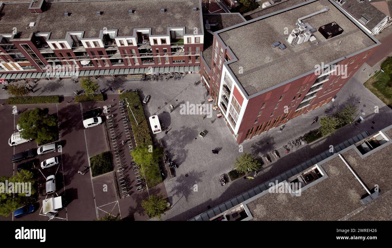 Dutch landscape aerial countryside suburb small town residential ...