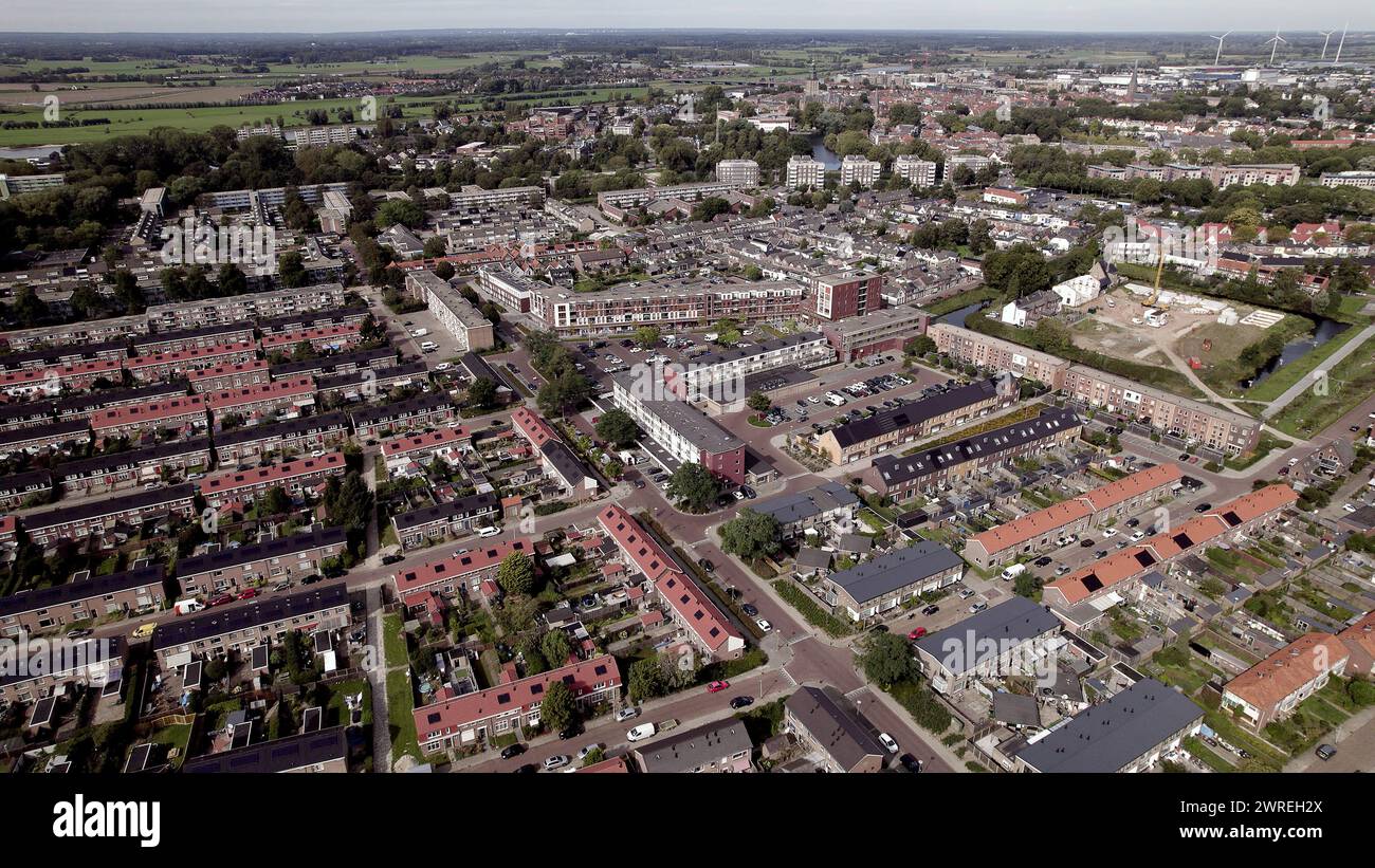 Dutch landscape aerial countryside suburb small town residential ...