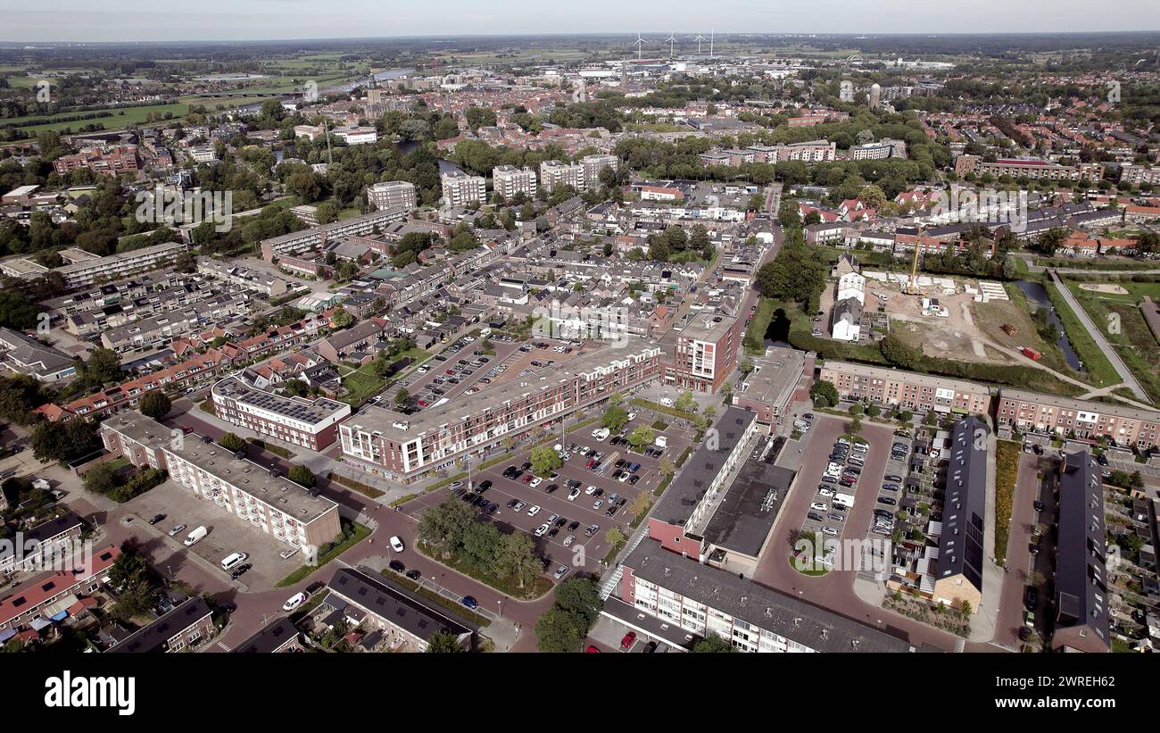 Dutch landscape aerial countryside suburb small town residential ...