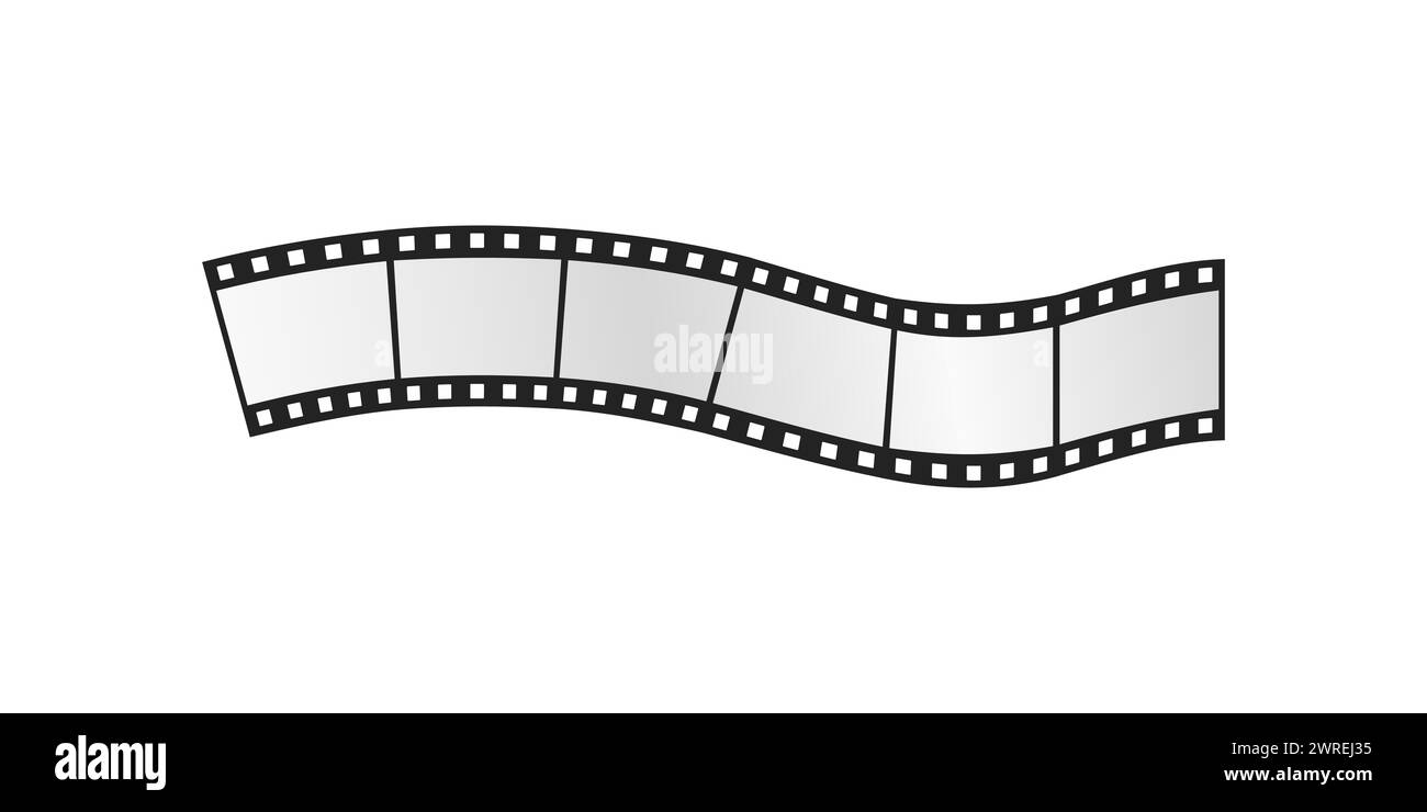 3D film strip moving with wave and curve, blank filmstrip frames vector ...
