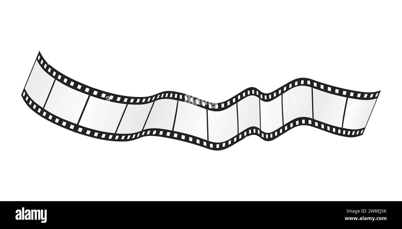 Film reel and twisted cinema tape, 3D filmstrip motion with waves ...