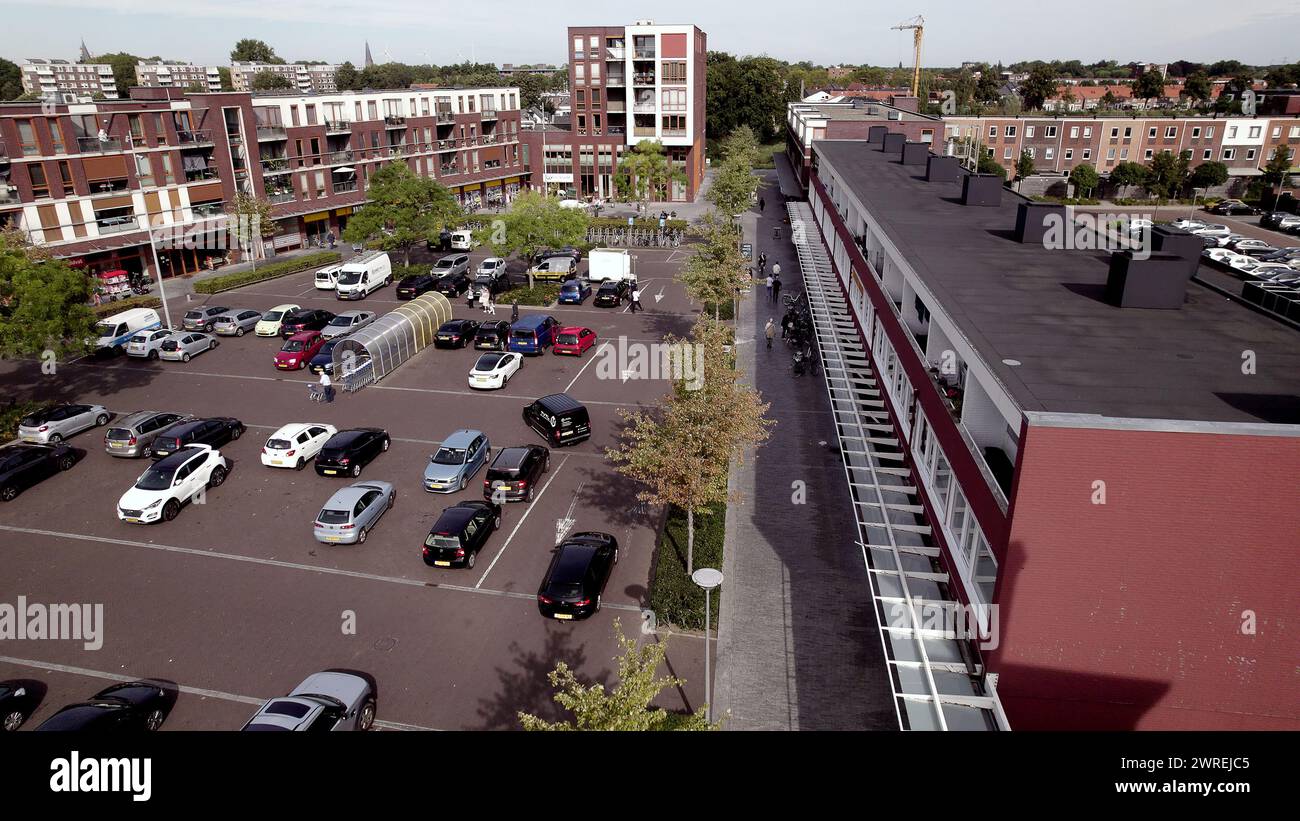Dutch landscape aerial countryside suburb small town residential ...