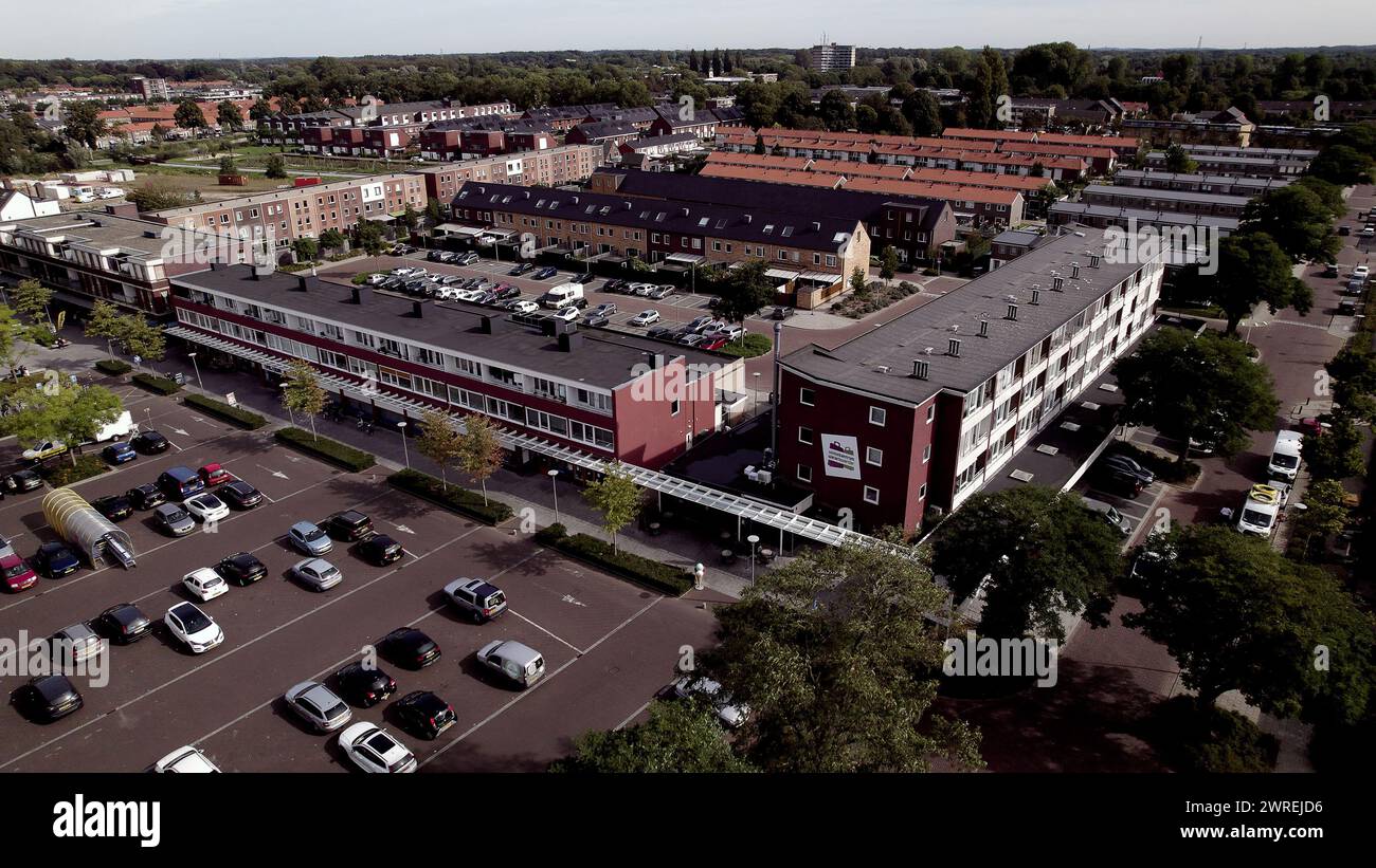 Dutch landscape aerial countryside suburb small town residential ...
