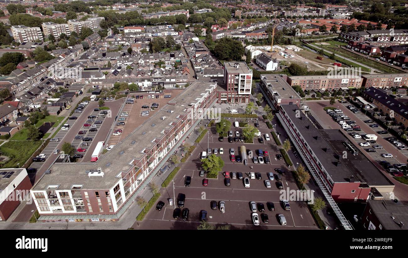 Dutch landscape aerial countryside suburb small town residential ...