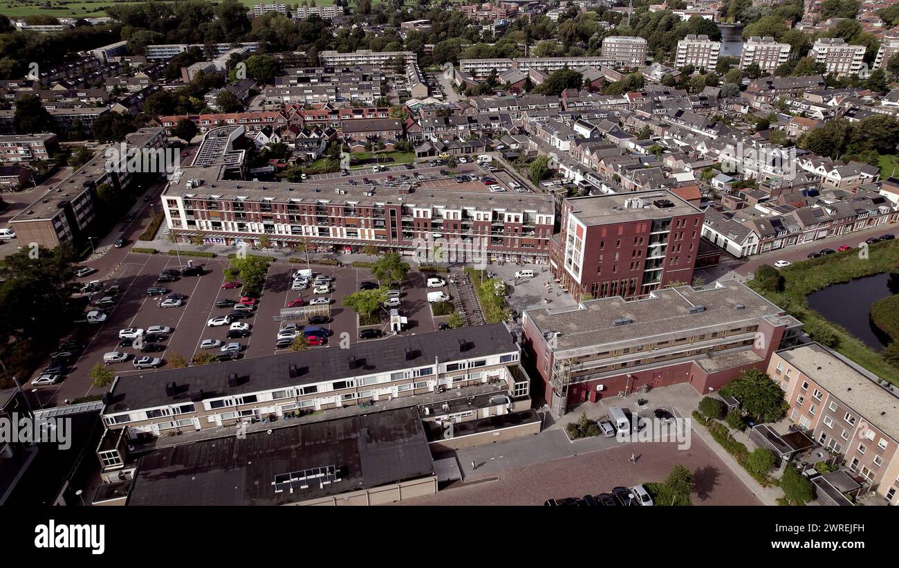 Dutch landscape aerial countryside suburb small town residential ...