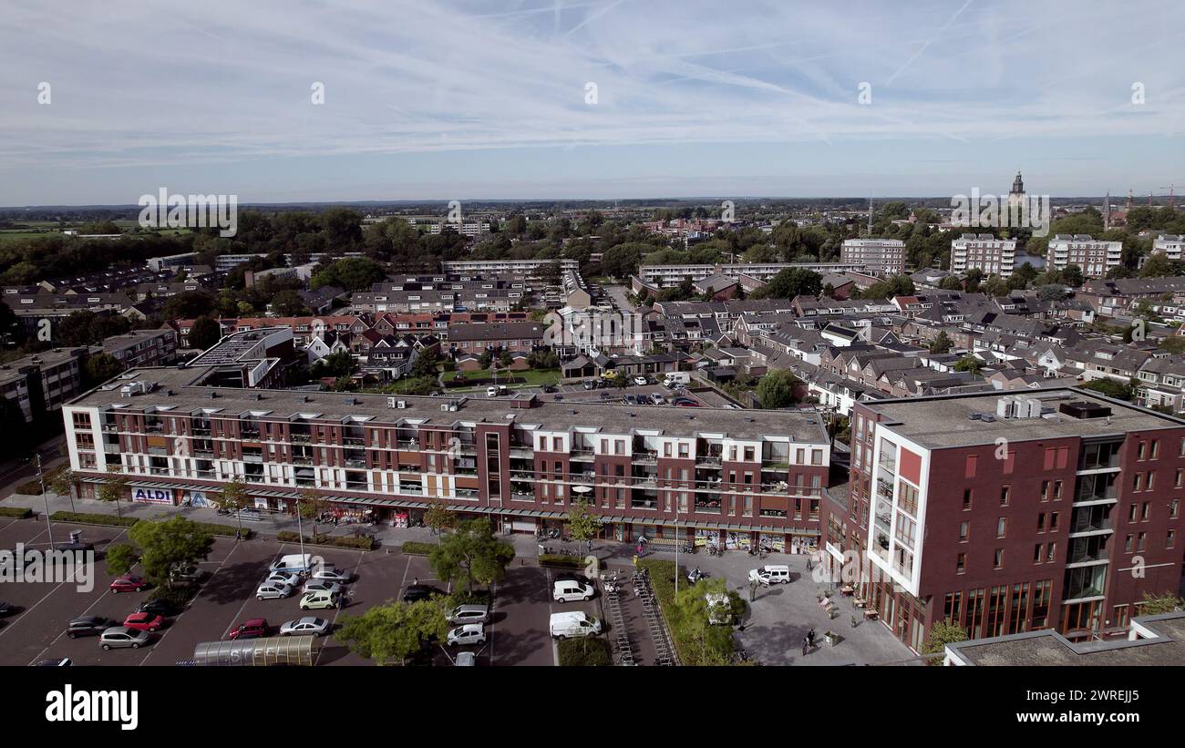 Dutch landscape aerial countryside suburb small town residential ...