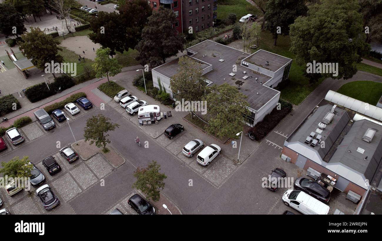 Dutch landscape aerial countryside suburb small town residential ...