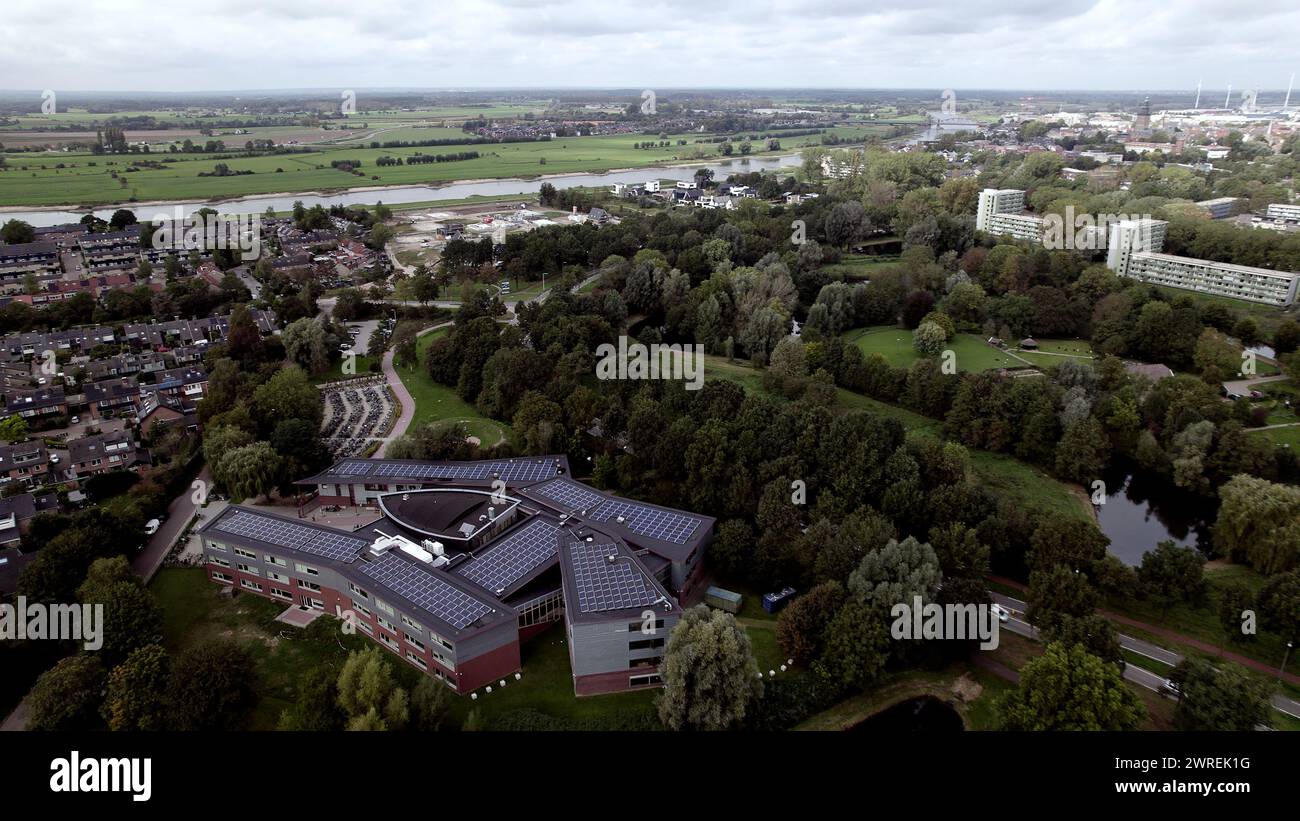 Dutch landscape aerial countryside suburb small town residential ...