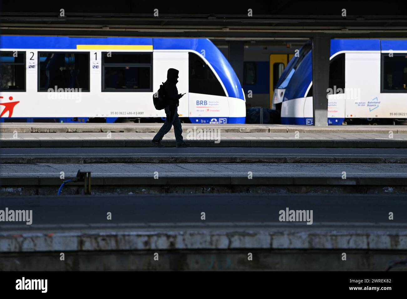 Streik der GDL am 12.03.2024 am Hauptbahnhof in Muenchen. Leere ...