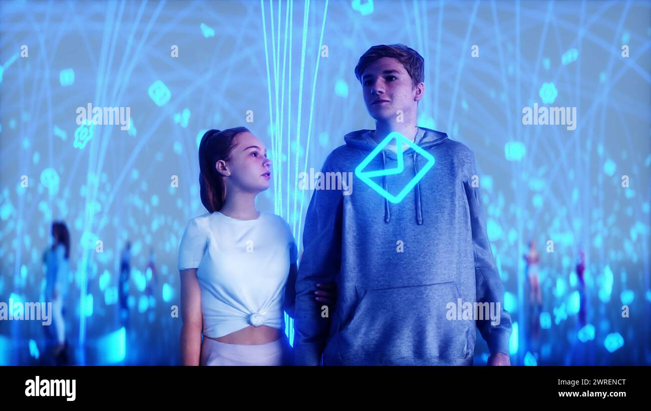 People in global digital space. Communication and future concept. 3d rendering Stock Photo - Alamy