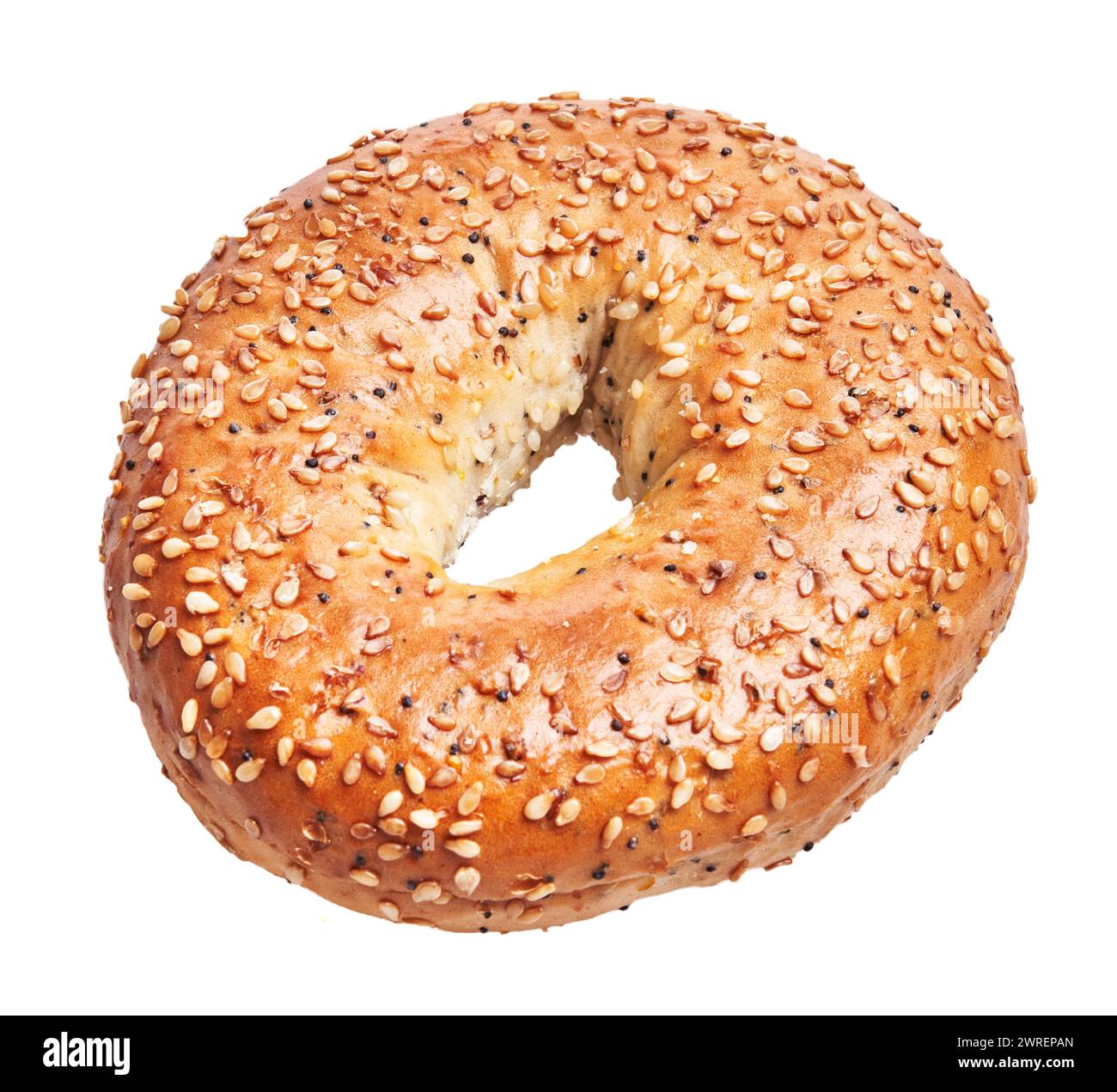 Fresh sesame bagel isolated on white background, epitomizing delicious ...