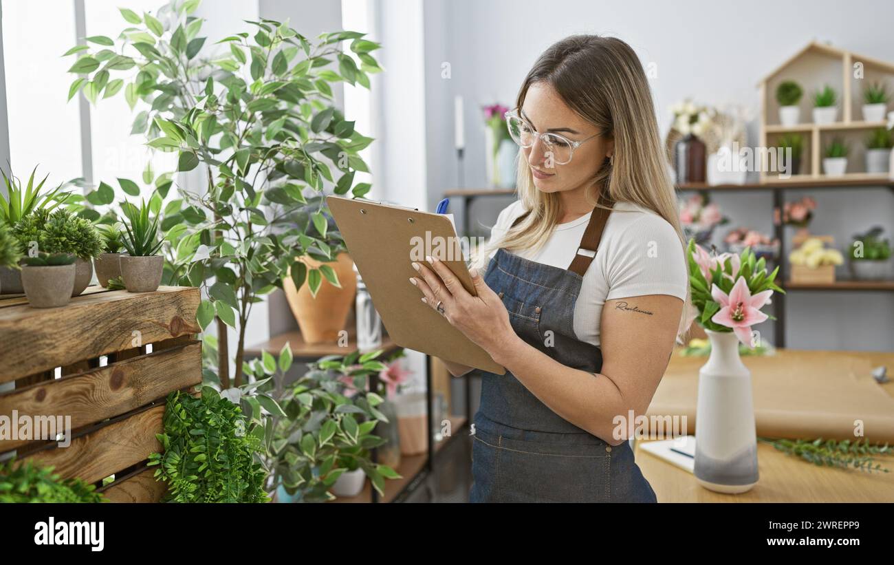 Focused woman entrepreneur in flower hi-res stock photography and ...