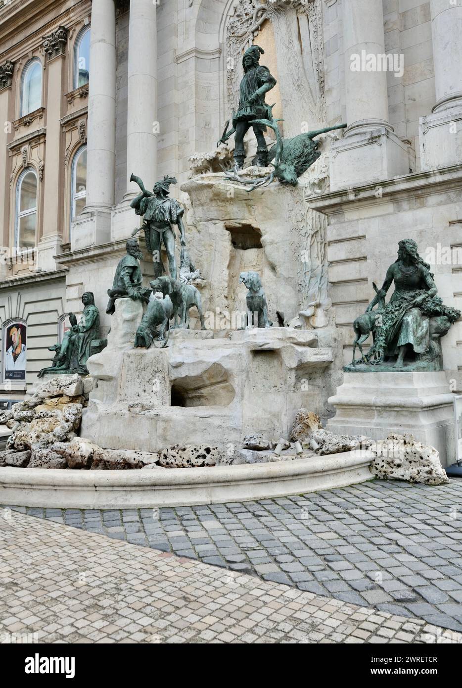 The Matthias Fountain, depicting a group of hunters led by King ...