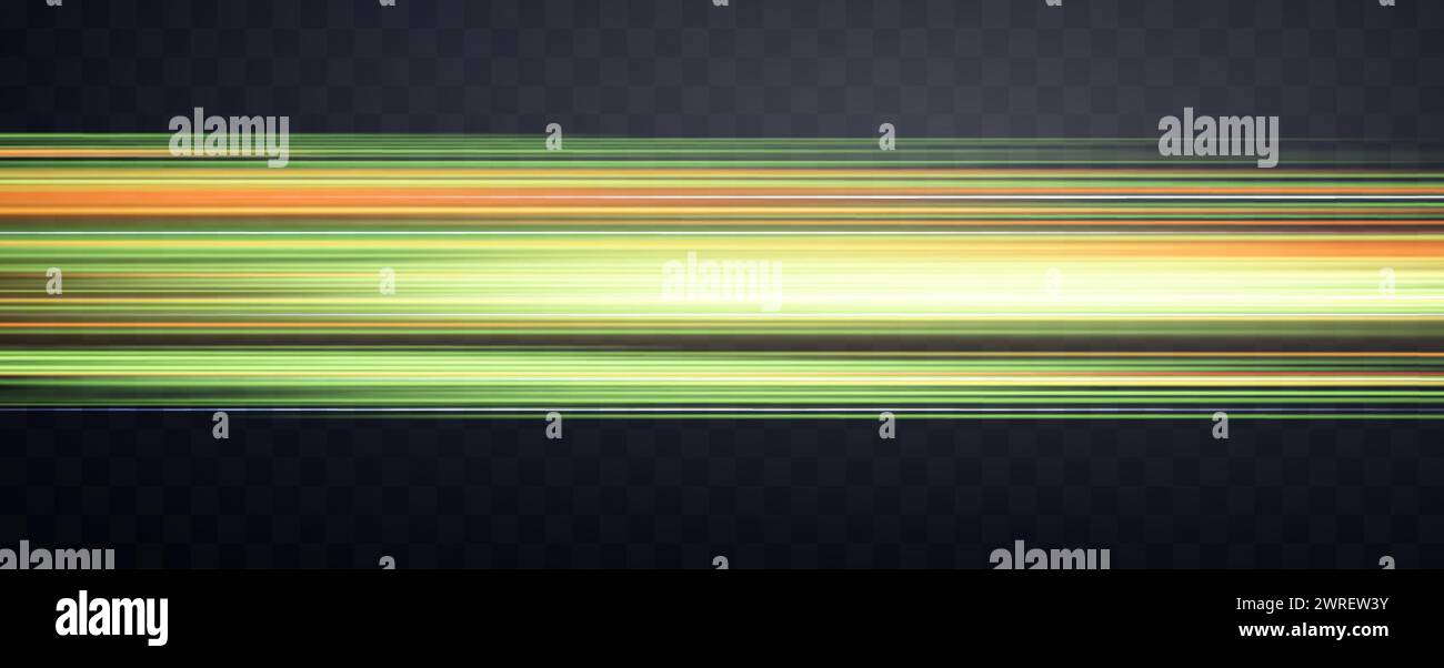 Speed rays, velocity light neon flow, zoom in motion effect, green glow ...