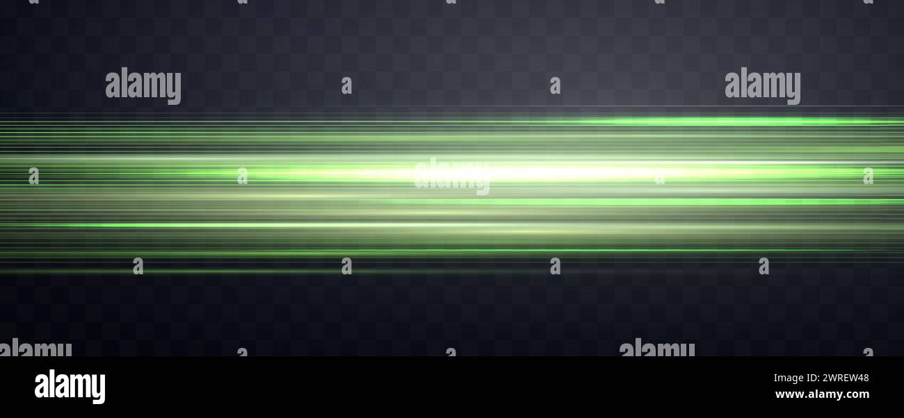 Speed rays, velocity light neon flow, zoom in motion effect, green glow ...