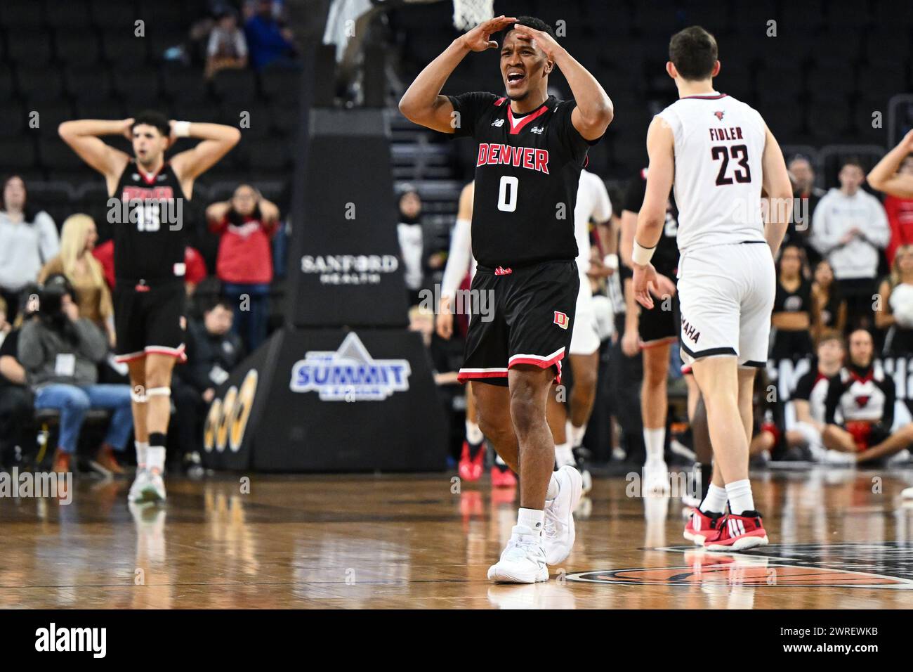 Sioux Falls, USA. 11th Mar, 2024. Denver Pioneers guard Tommy Bruner (0 ...