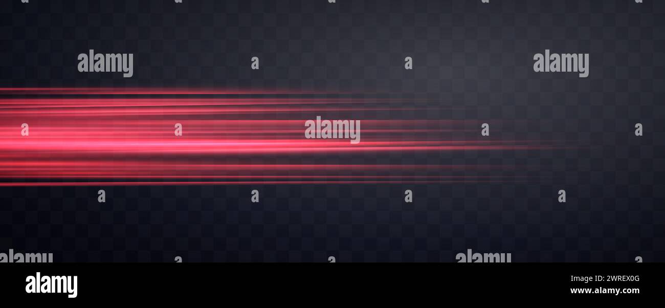 Speed rays, velocity light neon flow, zoom in motion effect, red glow ...