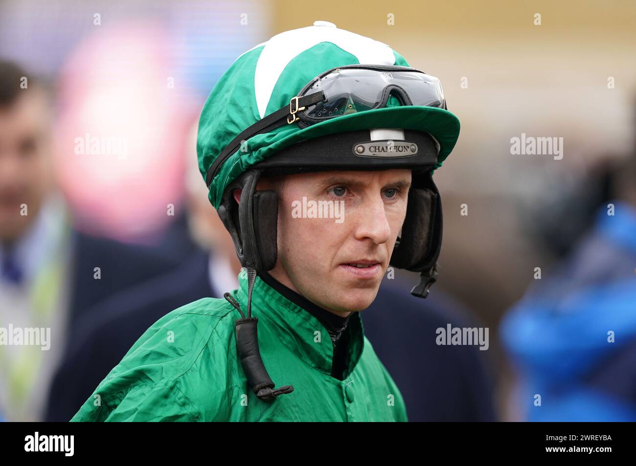 Jockey Mark Walsh on day one of the 2024 Cheltenham Festival at Cheltenham Racecourse. Picture ...