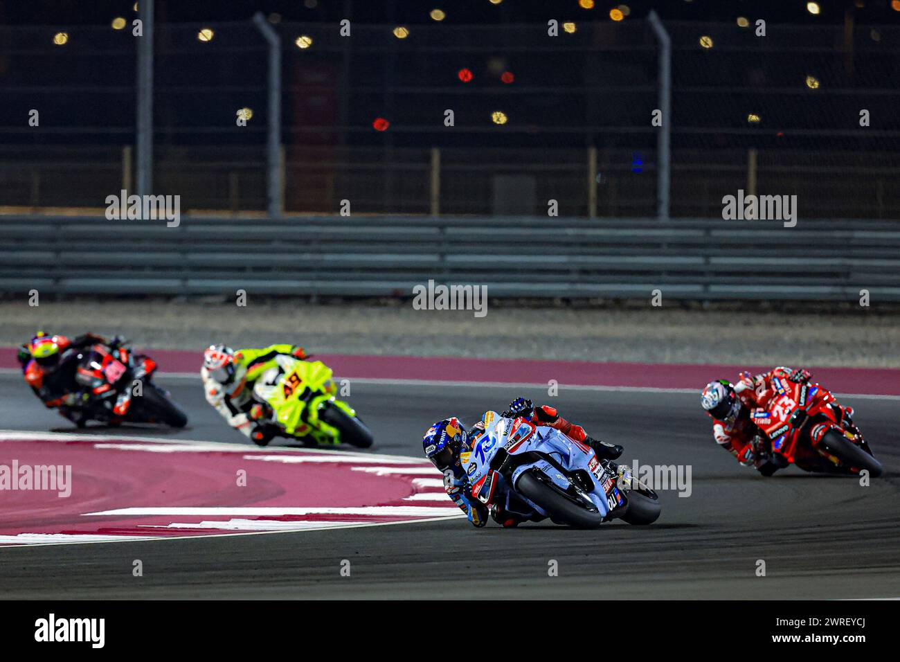LUSAIL, QATAR - MARCH 10: Alex Marquez of Gresini Racing MotoGP in action during the MotoGP race ...