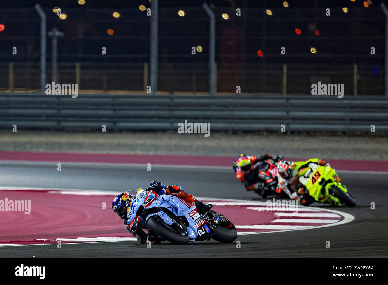 LUSAIL, QATAR - MARCH 10: Alex Marquez of Gresini Racing MotoGP in action during the MotoGP race ...