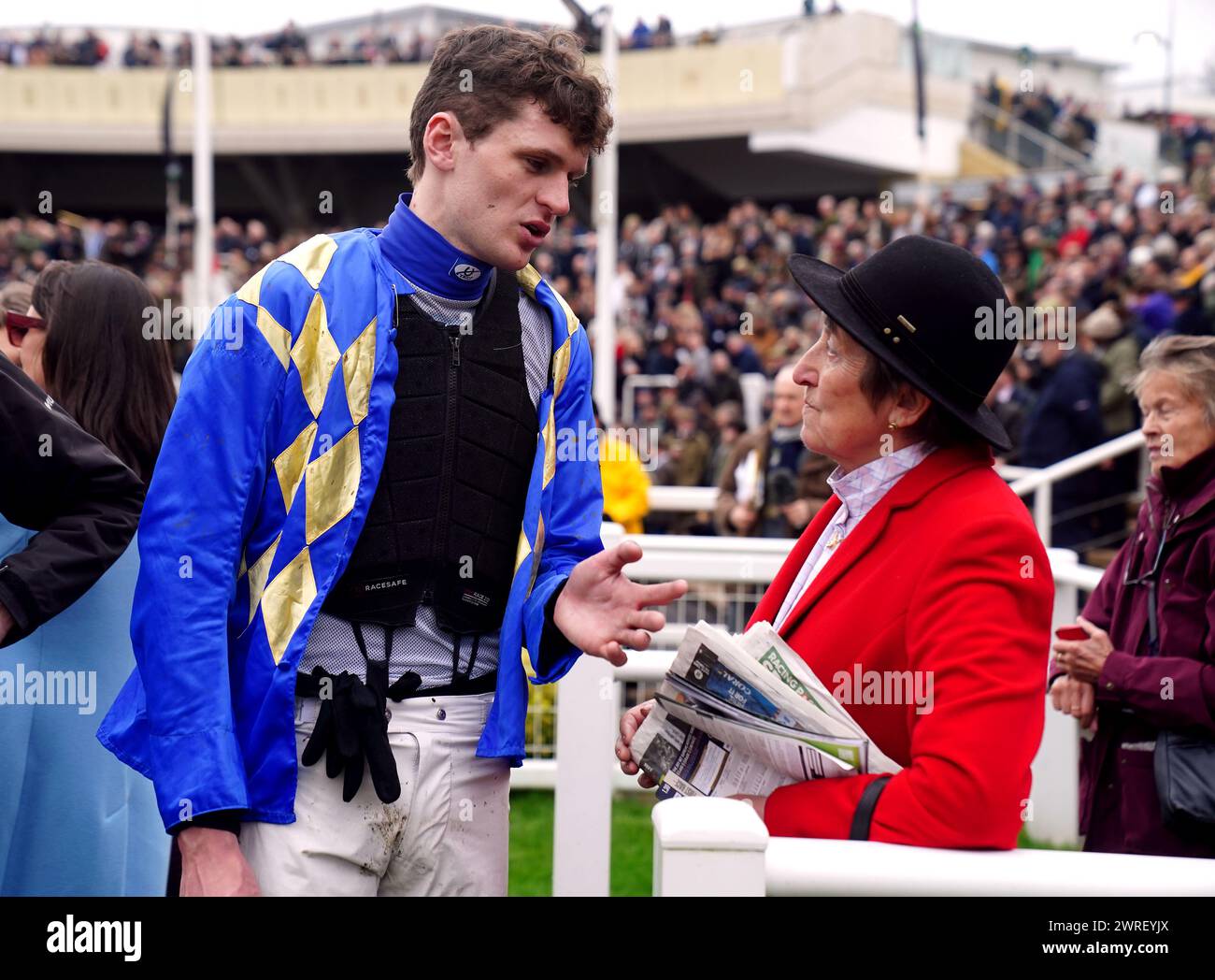 Jockey Thomas Costello and trainer Henrietta Knight on day one of the ...