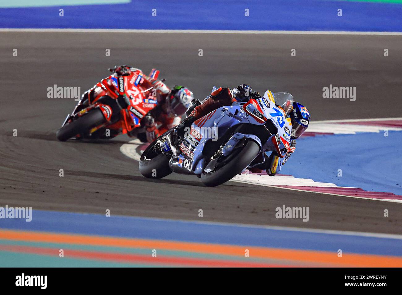LUSAIL, QATAR - MARCH 10: Alex Marquez of Gresini Racing MotoGP in action during the MotoGP race ...