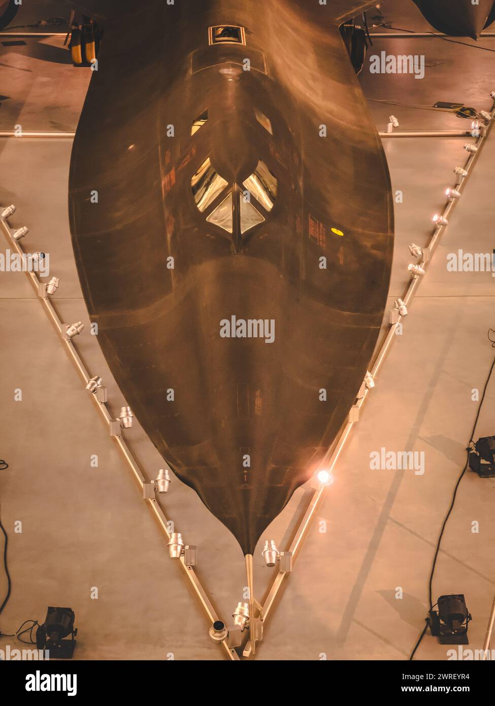 A closeup view of the cockpit of the SR-71 Blackbird spyplane in a ...