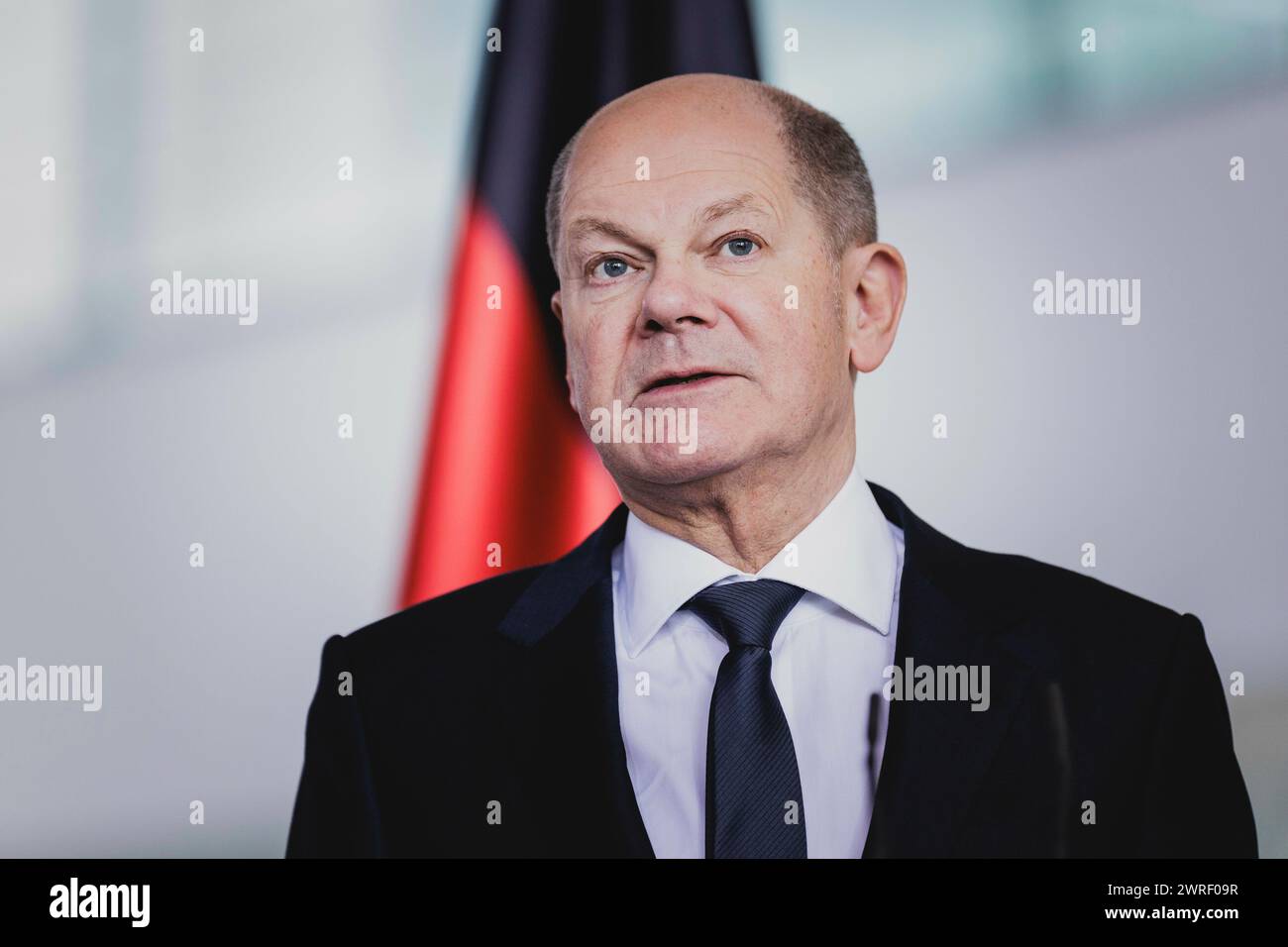 Olaf Scholz (SPD), Federal Chancellor, speaks to the media after a ...