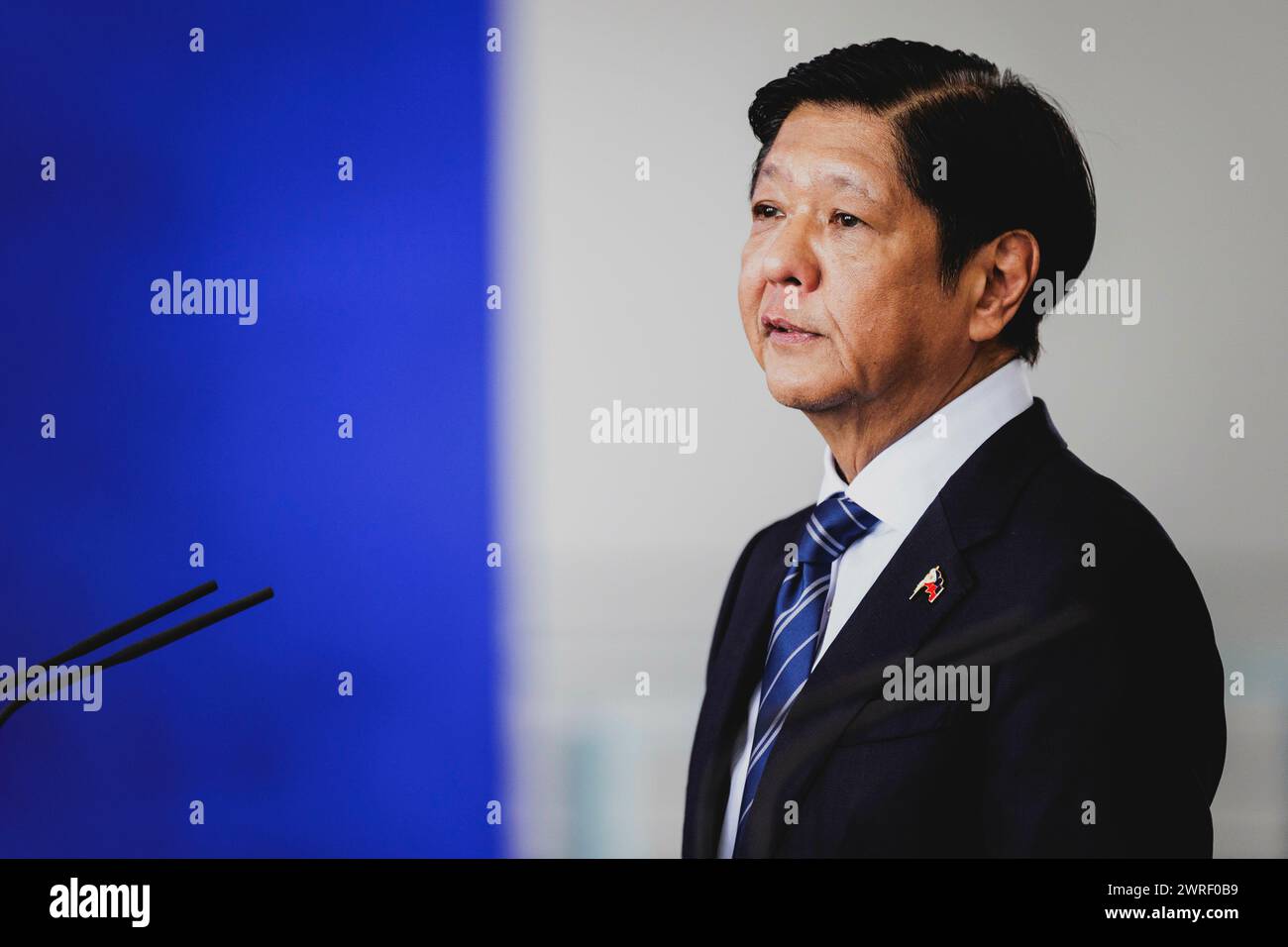 Ferdinand Marcos Jr., President of the Philippines, speaks to the media ...