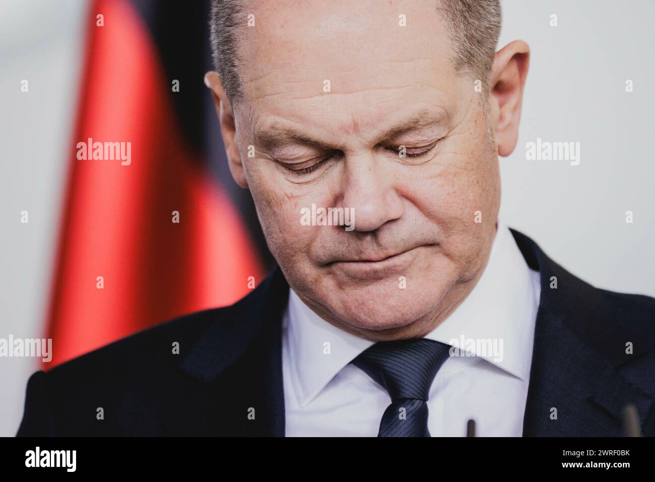 Olaf Scholz (SPD), Federal Chancellor, speaks to the media after a ...