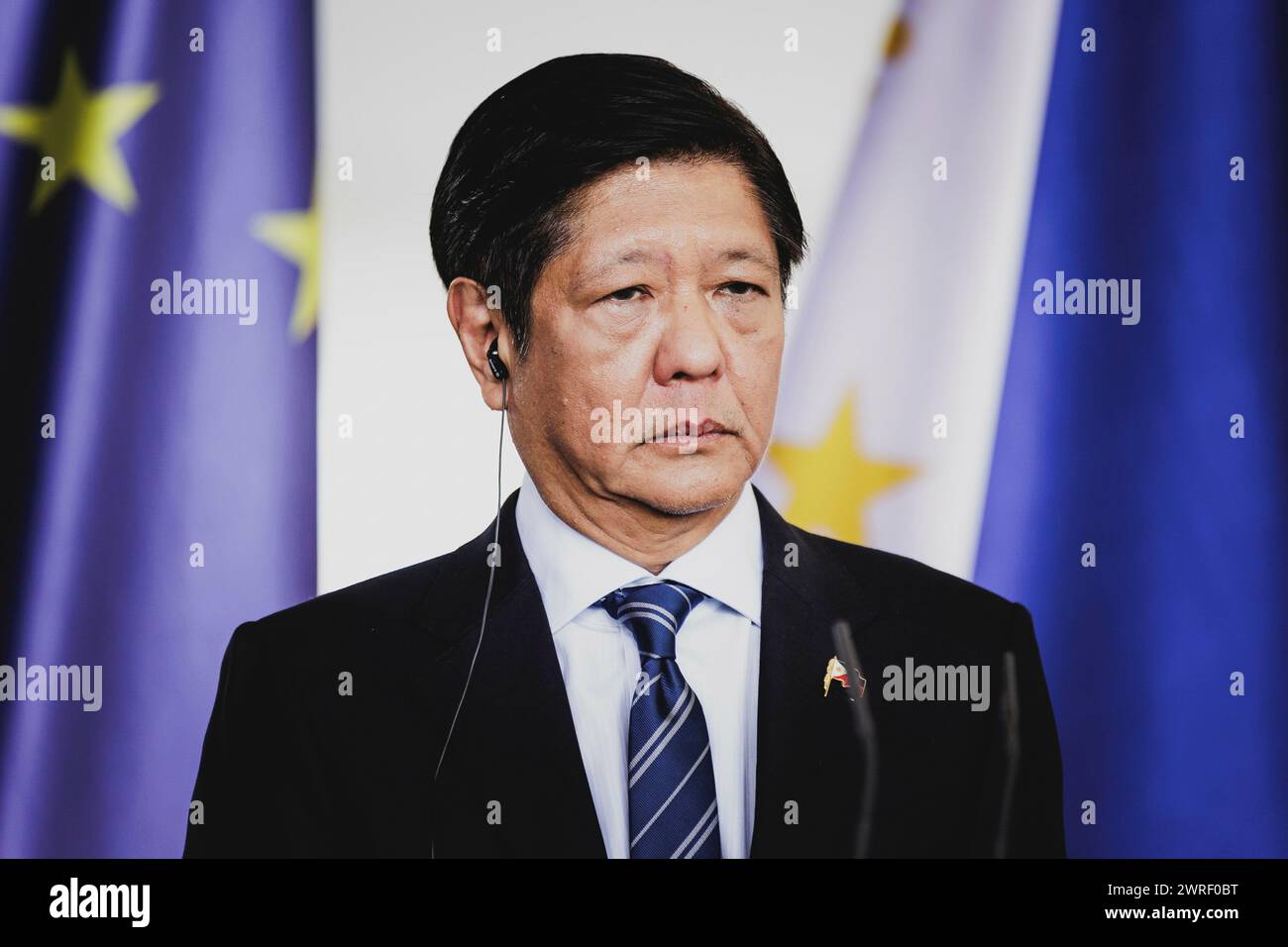 Ferdinand Marcos Jr., President of the Philippines, speaks to the media ...