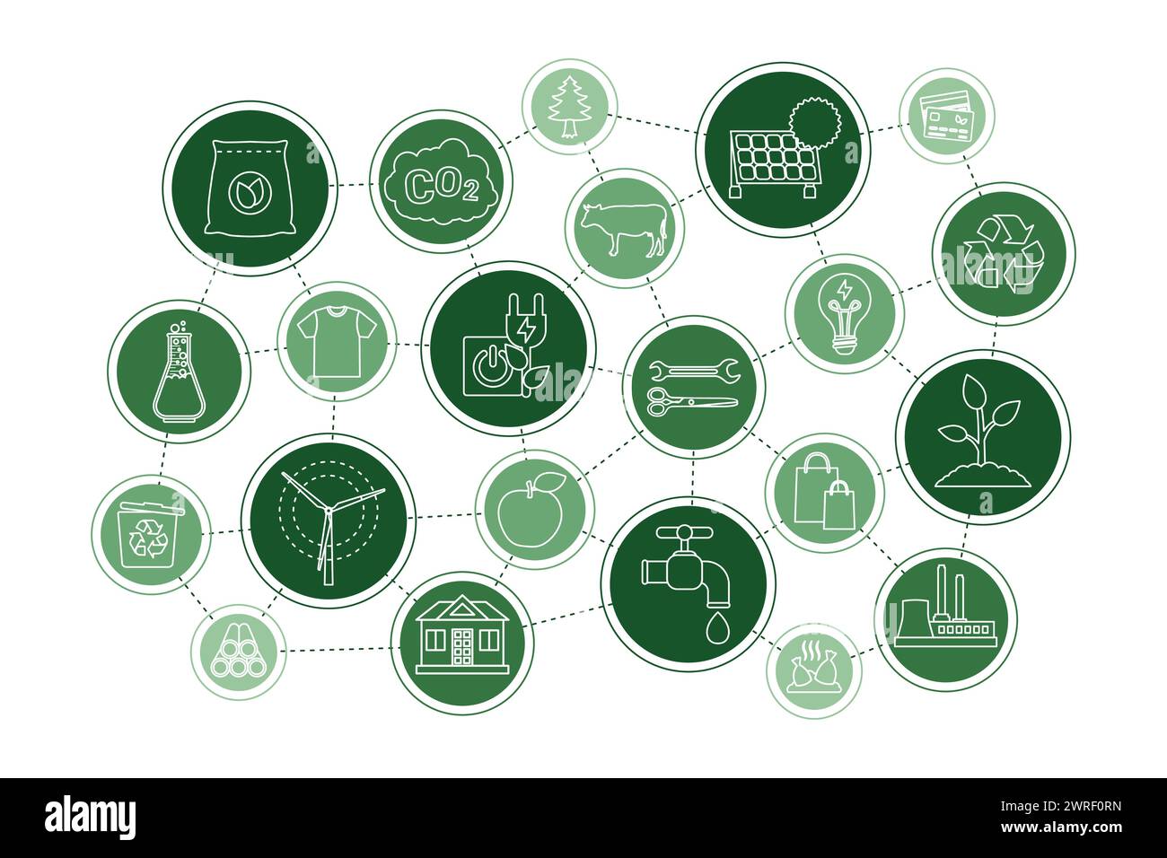 Ecological infographic. Scheme of icons representing ecofriendly ...