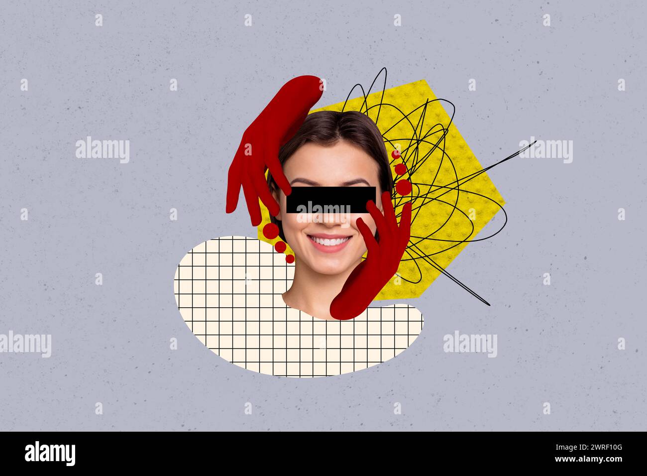 3D photo collage composite trend artwork sketch image of huge hands ...