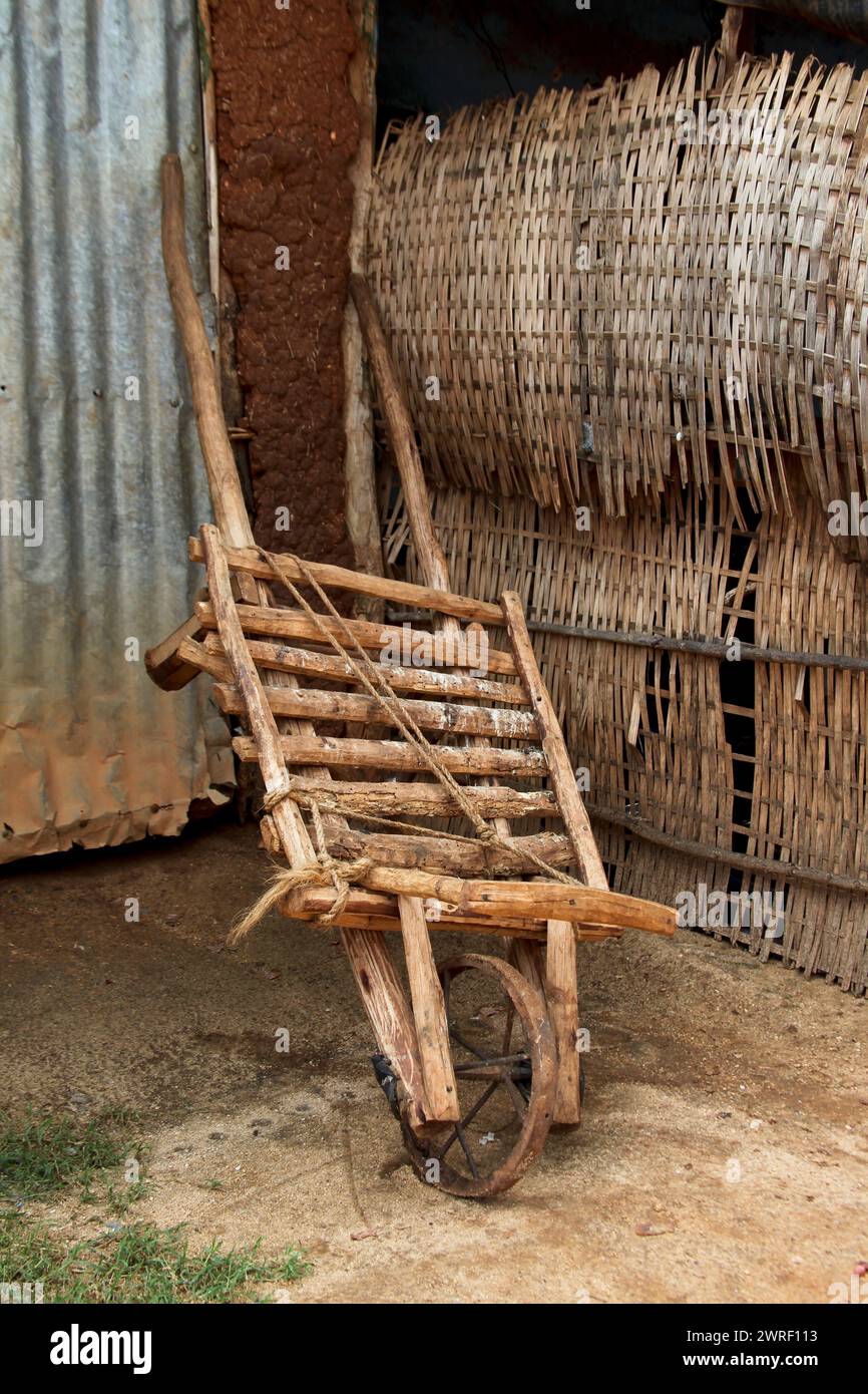 The African wheelbarrow made from wood Stock Photo - Alamy