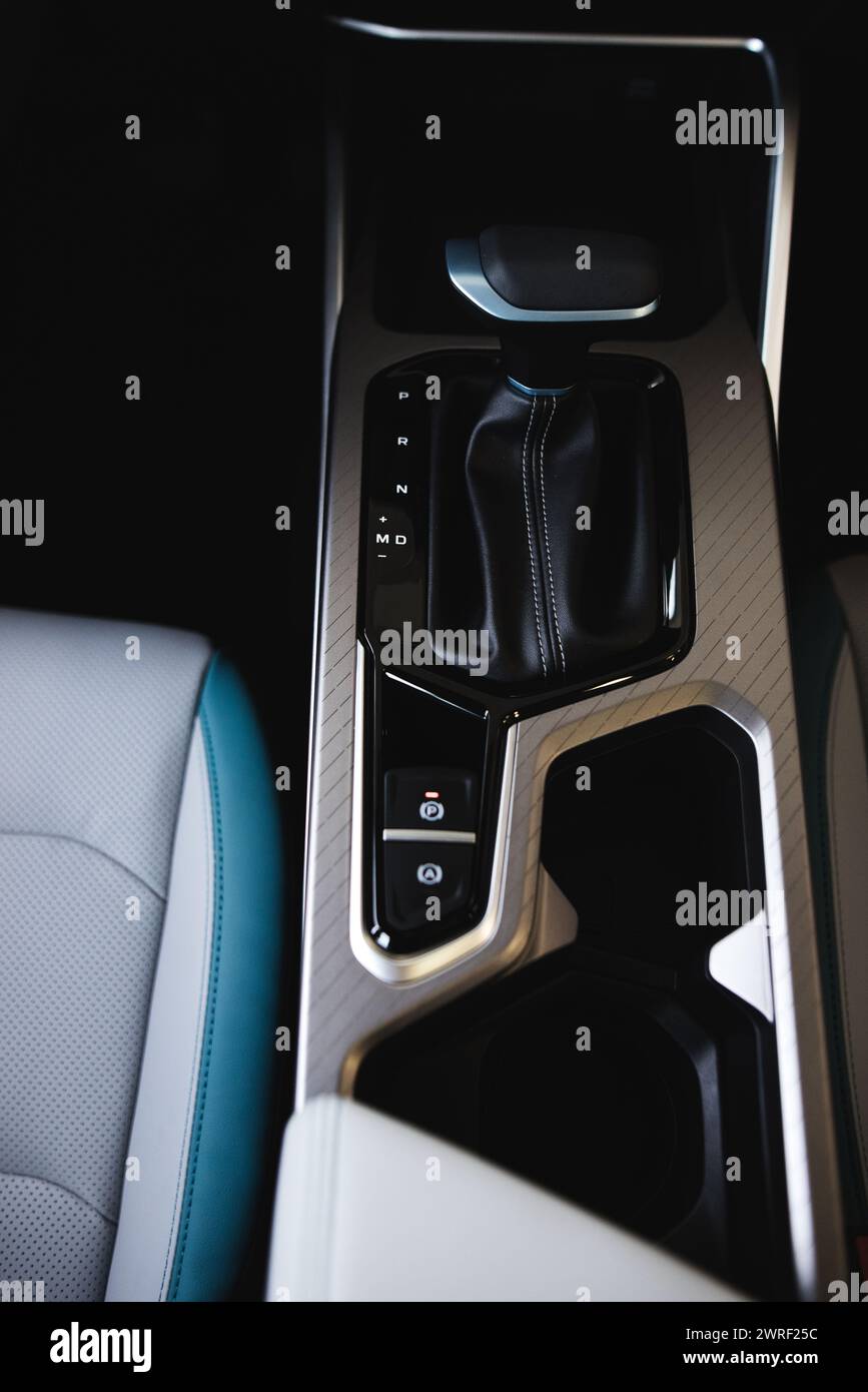 Automatic transmission gearshift stick, Closeup a manual shift of ...